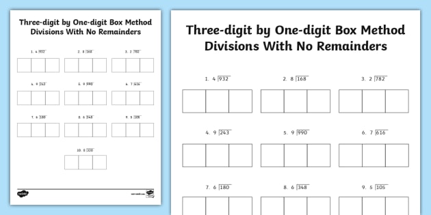 Division Worksheets With No Remainders