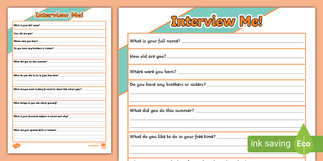 Interview Me! Beginning of School Year Activity