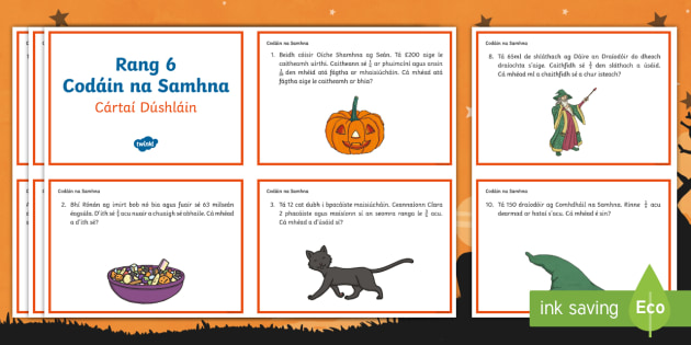 Codáin na Samhna Rang 6 Cártaí Dúshláin (teacher made)