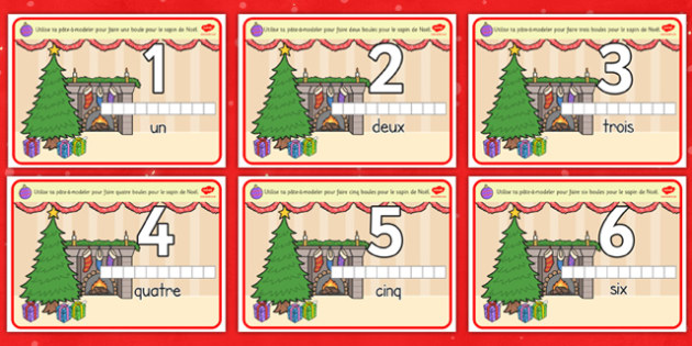 Christmas Counting Activity Playdough Mats French
