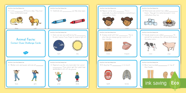 Animal Facts: Context Clues Challenge Cards (teacher made)