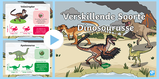 Verskillende Soorte Dinosourusse PowerPoint (teacher made)