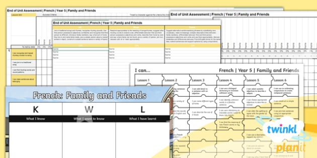 French: Family and Friends Year 5 Unit Assessment Pack