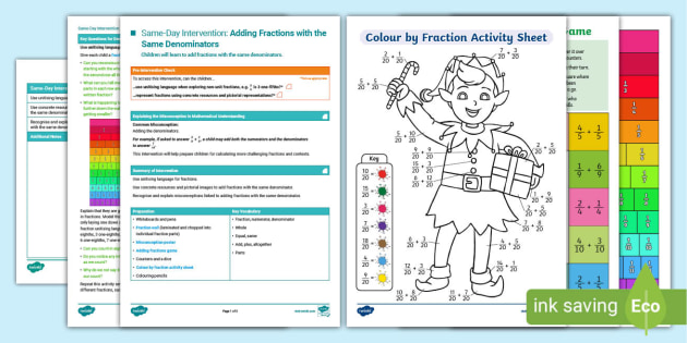 👉 Y3 Maths Intervention Add Fractions with Same Denominator