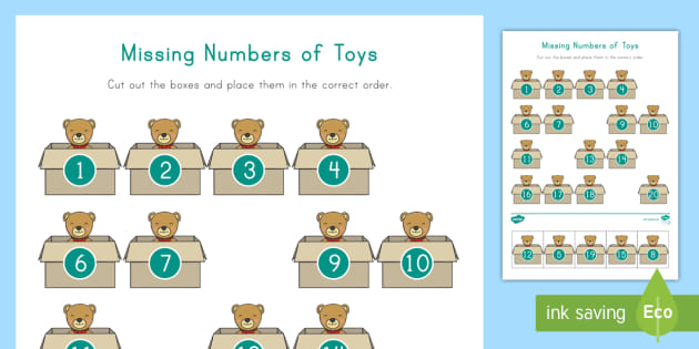 Missing Numbers of Toys Worksheet (teacher made)