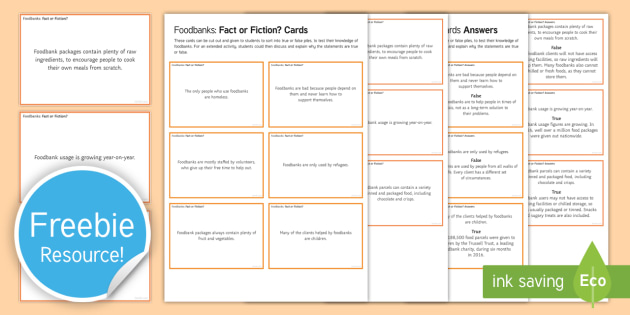 FREE! - Foodbank Fact or Fiction Cards (teacher made)