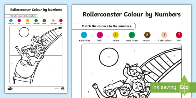 FREE! - Theme Park Rollercoaster Colour by Number