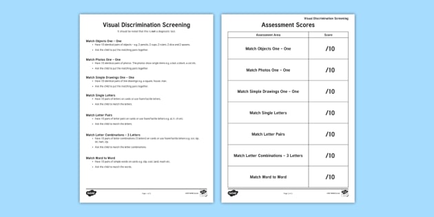 Visual Discrimination Screening Activity (teacher made)