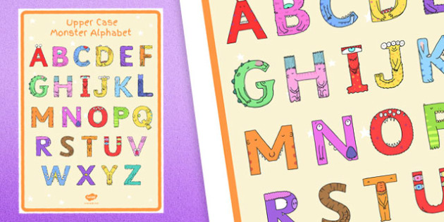 Upper Case Monster Alphabet Large Display Poster