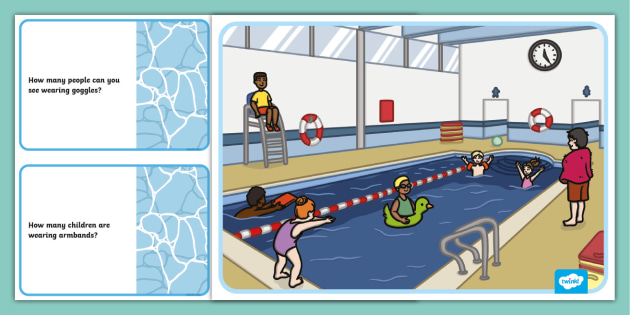 Swimming Pool Scene and Question Cards