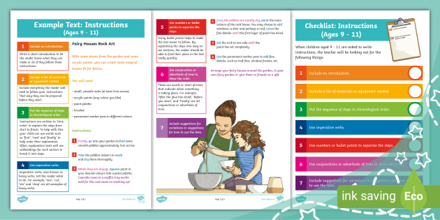 Example Text Pack for Parents: Instructions (Ages 9 - 11)