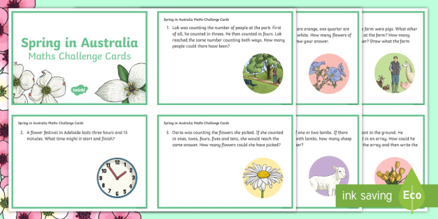 3-4 Spring in Australia Maths Challenge Cards (teacher made)