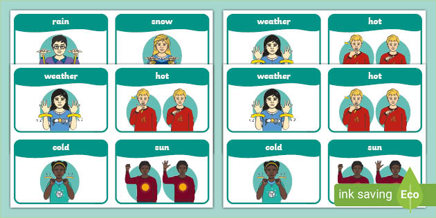 Auslan Weather Sign Language Flashcards - Australia - Twinkl