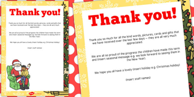 Christmas Thank You Poster (Editable End of Term)