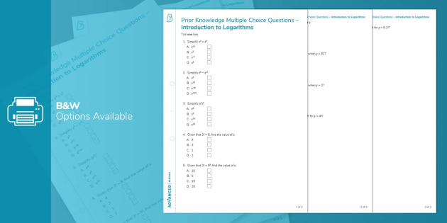 👉 Introduction to Logarithms Prior Knowledge Multiple Choice