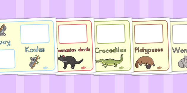 Australian Animal Group Table Signs