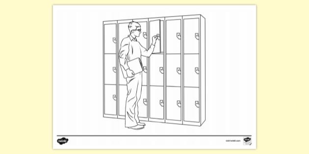 FREE! - Lockers Colouring Sheet | Colouring | Twinkl Resources