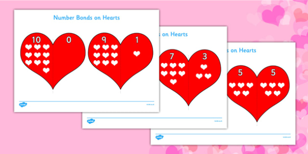Valentine's Day Number Bonds to 10 on Hearts - valentines day