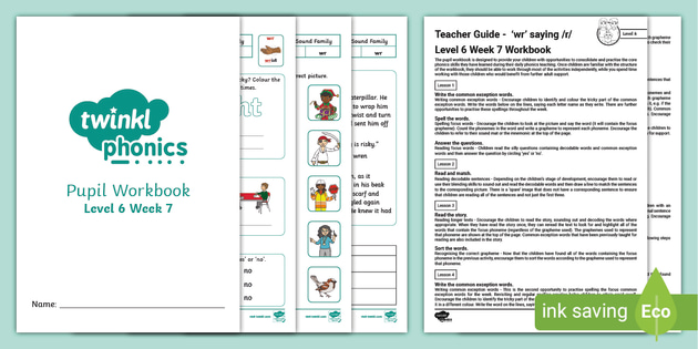 Level 6 Week 7 Phonics Workbook - Primary Resources