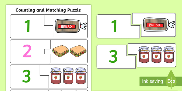 Food Themed Counting Matching Puzzle
