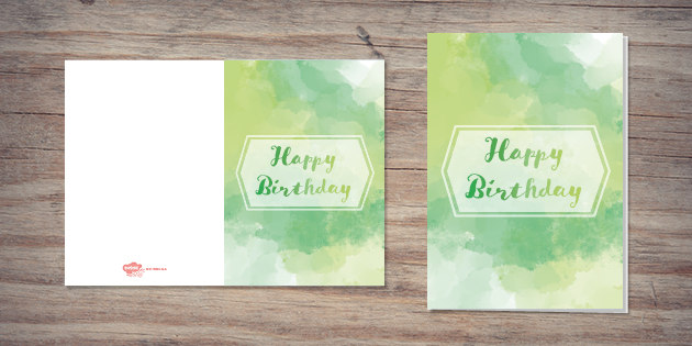 Green Watercolour 'Happy Birthday' Card | Twinkl Party