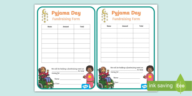 Editable Pyjama Day Fundraising Form (teacher made) - Twinkl