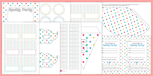 Spotty Themed Party Pack (teacher made)