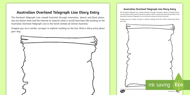 Australian Overland Telegraph Line Diary Entry Worksheet