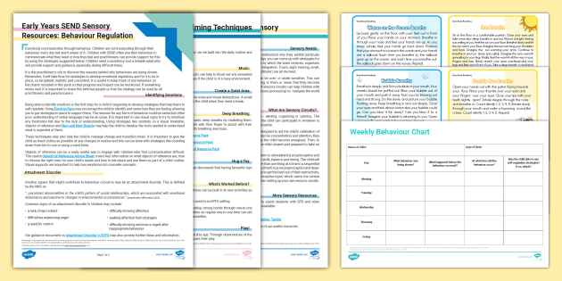 Early Years SEND Sensory Resources: Behaviour Regulation Pack