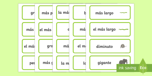 Size Word Cards Spanish (teacher made)