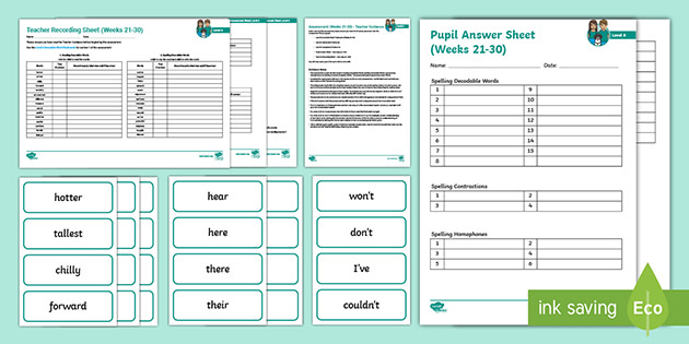 Level 6 Phonics Assessment Pack Weeks 21-30