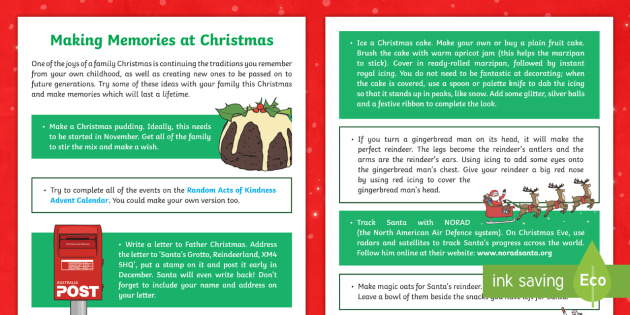 Making Memories at Christmas Worksheet / Worksheet