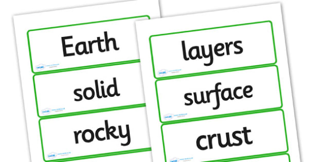 Layers of the Earth Word Cards