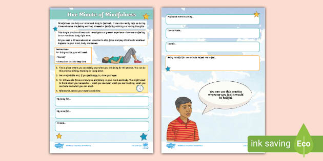 Mindfulness 1 Minute of Mindfulness Activity (teacher made)