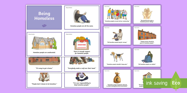 Being Homeless Discussion Prompt Cards (teacher made)