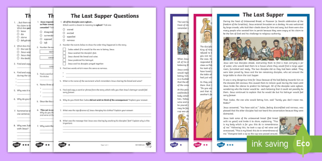 UKS2 The Last Supper Differentiated Reading Comprehension Activity