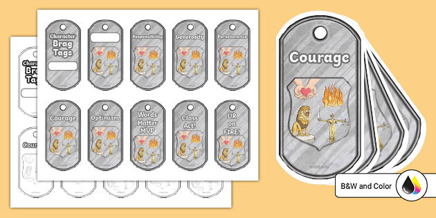 Sixth Grade Character Brag Tags (teacher made)