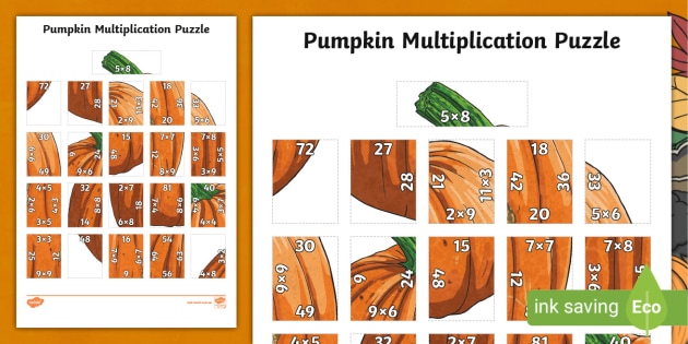 Thanksgiving Pumpkin Multiplication Puzzle