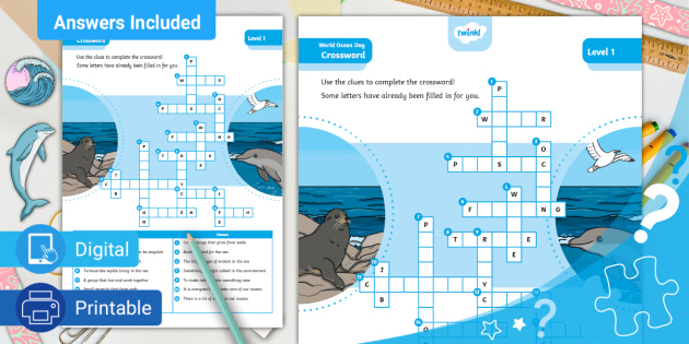 World Ocean Day Crossword - L1 - Kids - Twinkl Puzzled