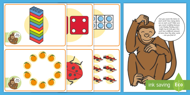 Cheeky Monkey Number 10 Counting Cards Activity Pack