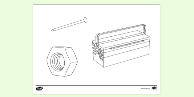 FREE! - Printable Construction Tools Colouring Page
