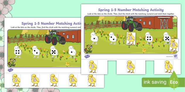 Spring 1-5 Number Matching Activity