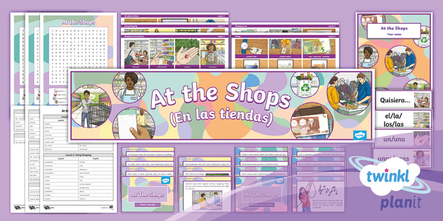👉 Planit Year 6 Spanish Classroom Display: At the Shops