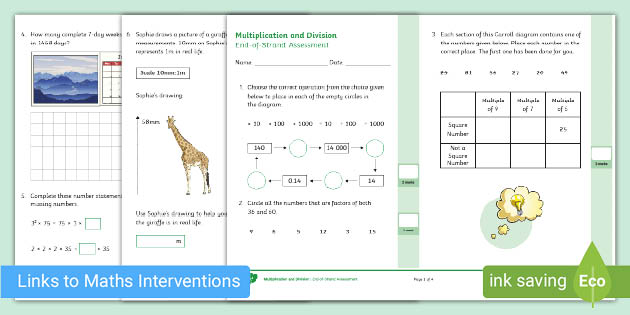 👉 Year 5 Multiplication and Division End-of-Strand Assessment