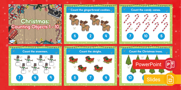 Christmas Counting 1-10 Presentation | Festive Math Activity