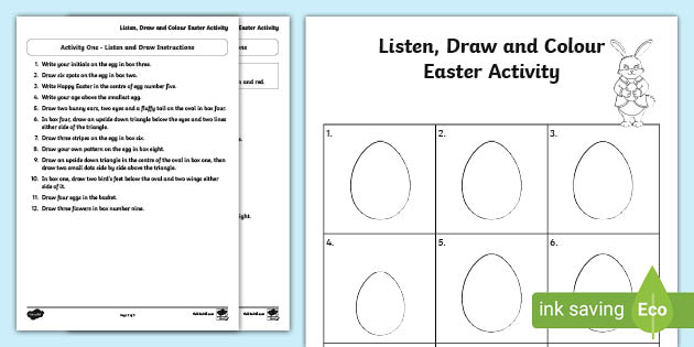 Listen, Draw and Colour Easter Activity (teacher made)