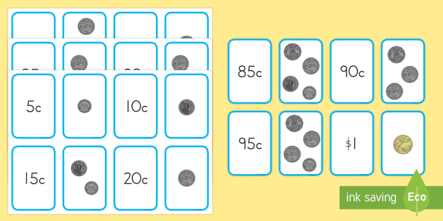 Australian Coins To $1 Matching Cards (teacher made)