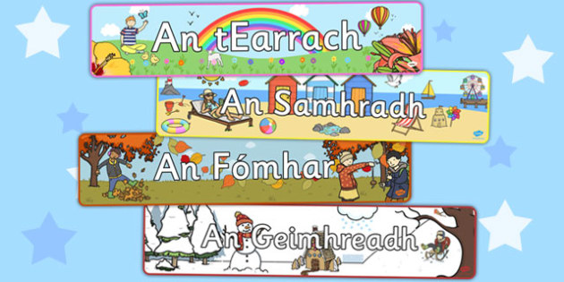 Four Seasons Display Banner Pack Gaeilge - summer, winter