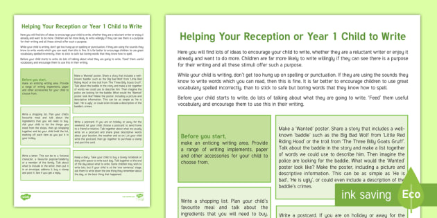 Encouraging Young Children to Write Parent and Carer Information Sheet