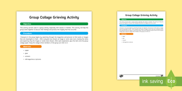 Group Collage Grieving Activity (teacher made)